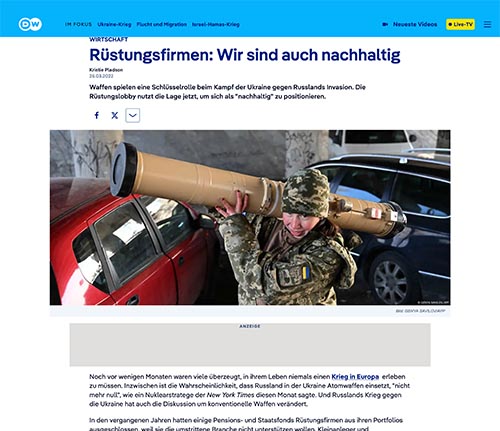 Waffen sind kein nachhaltiges Investment! Andrew Murphy, Vorstand der Murphy&Spitz Nachhaltige ...